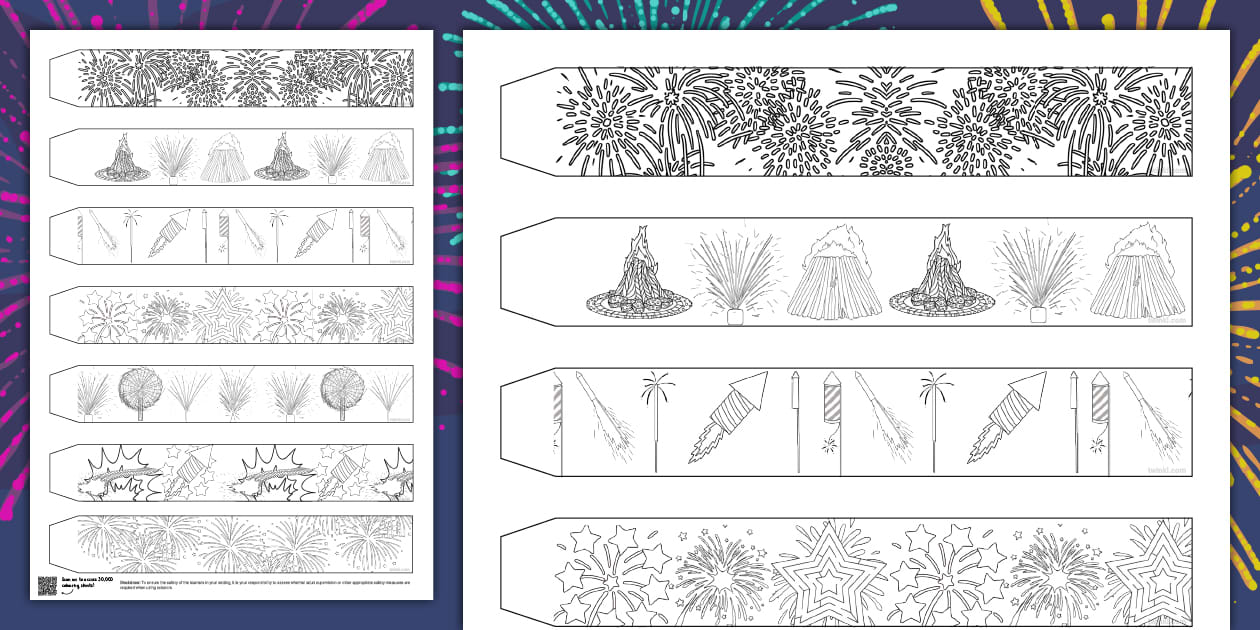 Bonfire Night Themed Colouring Paper Chains (Teacher-Made)
