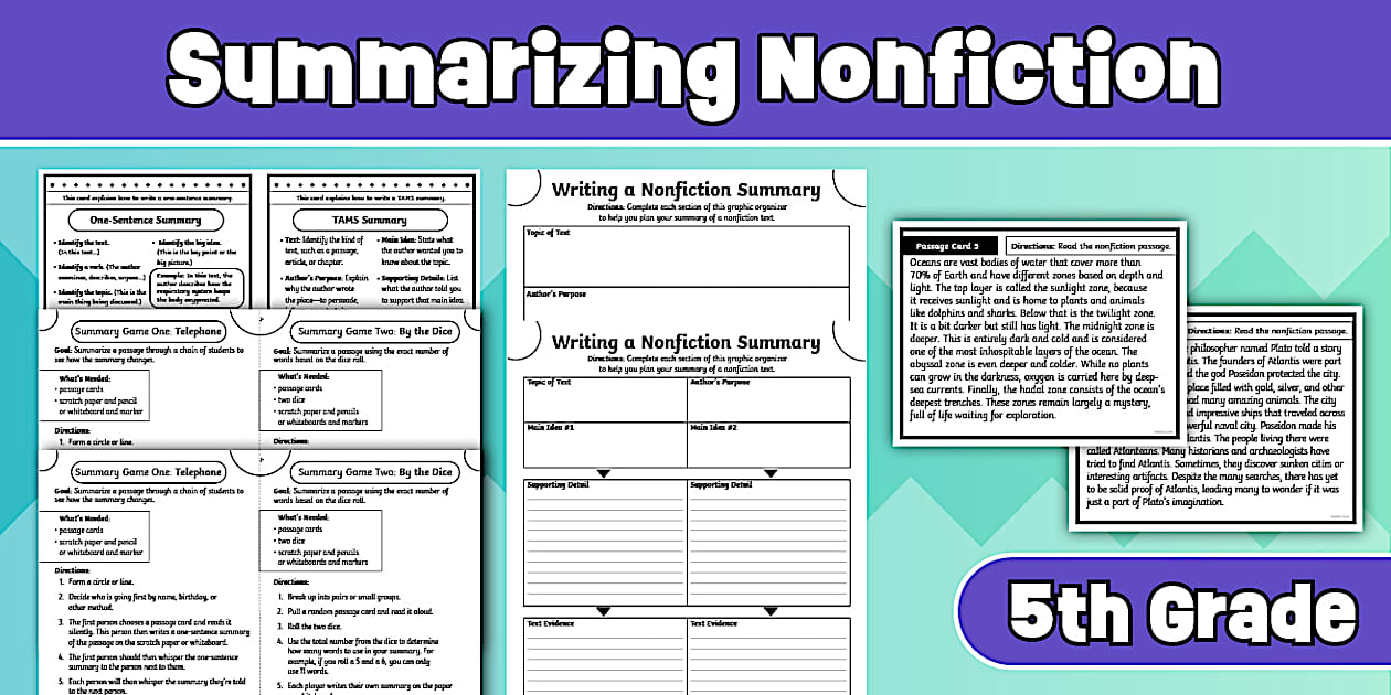 Summarizing Nonfiction Games, Organizers & Passages