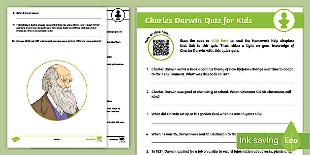 Charles Darwin Quiz for Kids (teacher made) - Twinkl