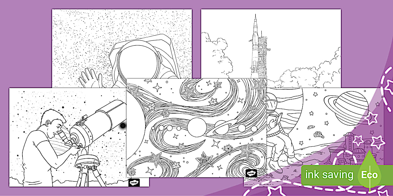 Space-Themed Colouring Pages (Ages 7 - 11) (teacher made)
