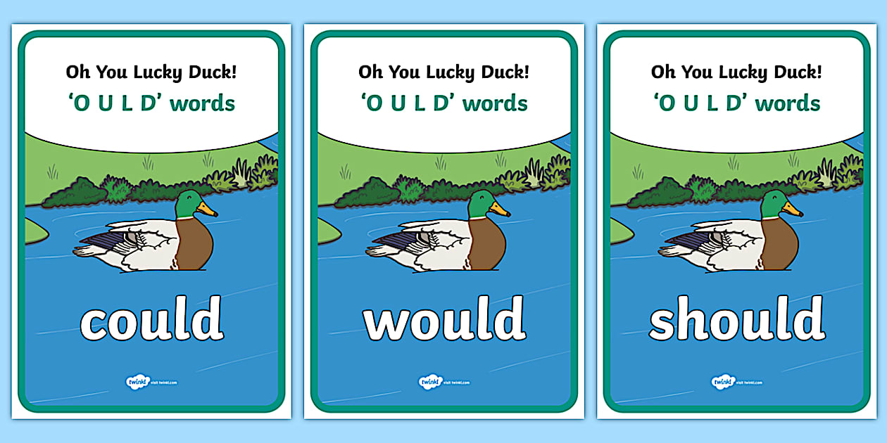 Cursive Oh You Lucky Ducks OULD Words Display Posters