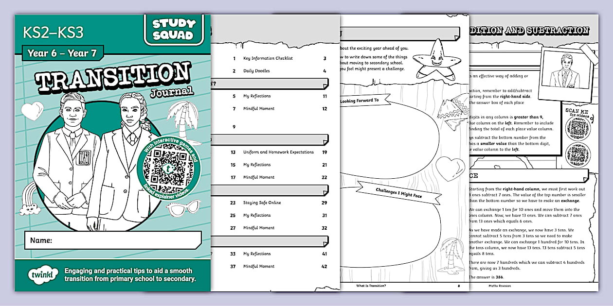 Study Squad Transition to Secondary School Journal - Twinkl