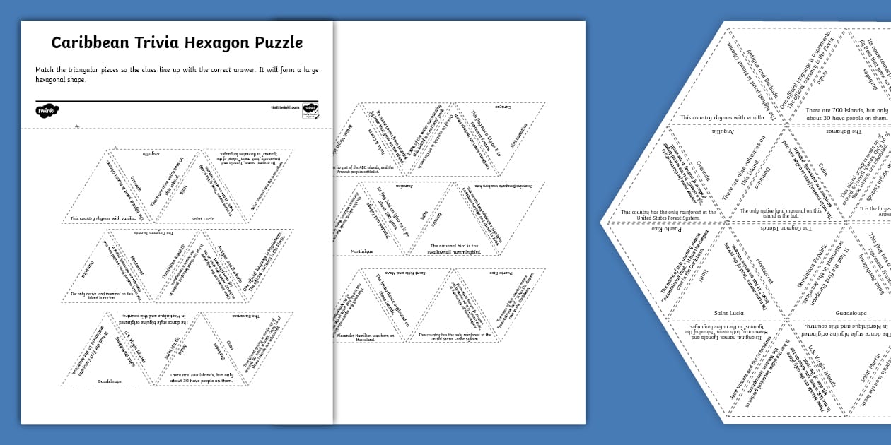 Caribbean Trivia Hexagon Puzzle (teacher made) - Twinkl