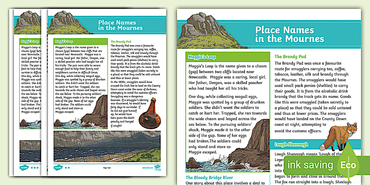 Place Names Mournes Differentiated Comprehension Activity