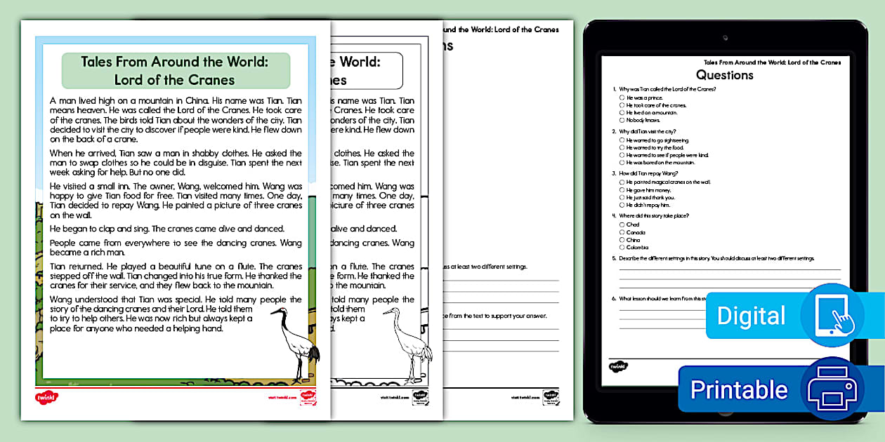 Second Grade Tales from Around the World: Lord of the Cranes Reading