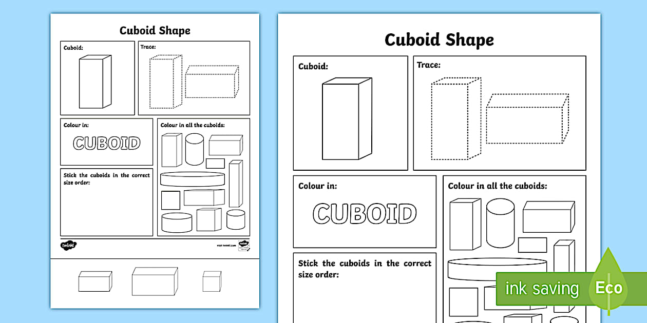 Cuboid Shape Worksheet - Twinkl