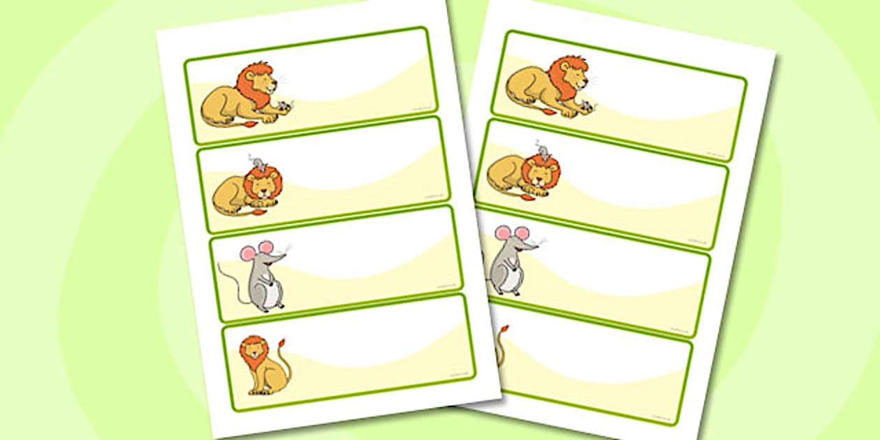 The Lion And The Mouse Editable Drawer Peg Name Labels - lion