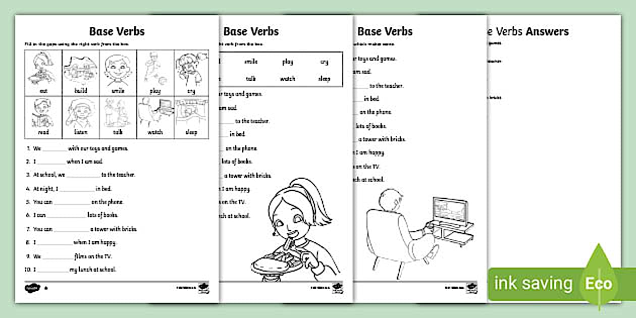 Base Verbs Fill in the Gaps Activity | Differentiated