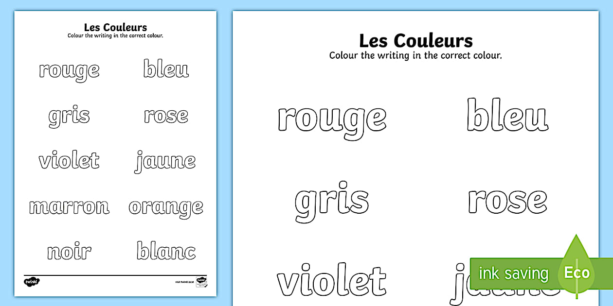French Colours Colouring Page (teacher made) - Twinkl
