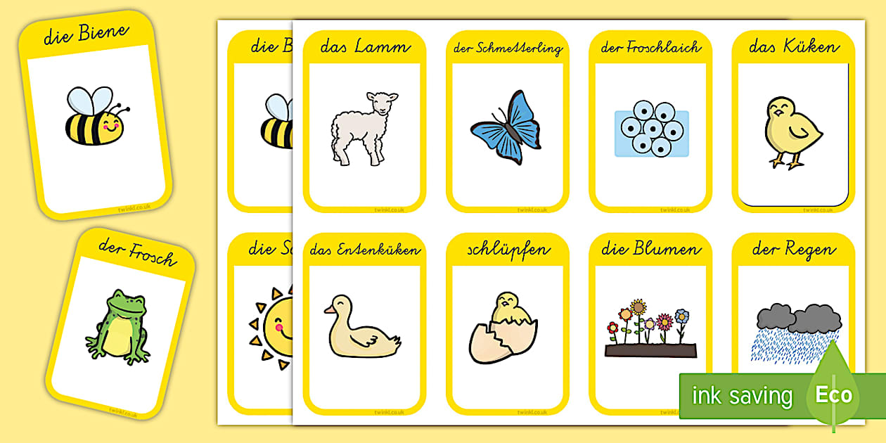 Frühlingsbilder und Frühlingswörter Wortschatz: Wort- und Bildkarten