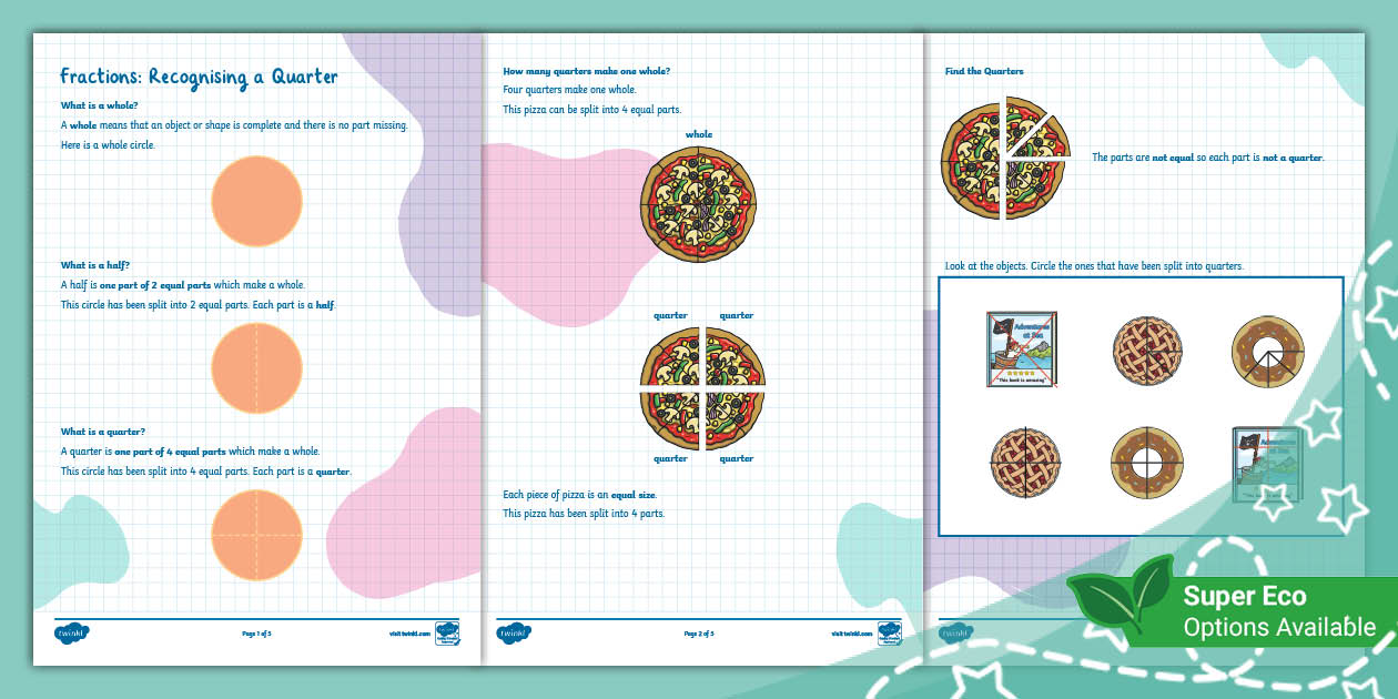 Fractions: Recognising a Quarter (Ages 5 - 6)