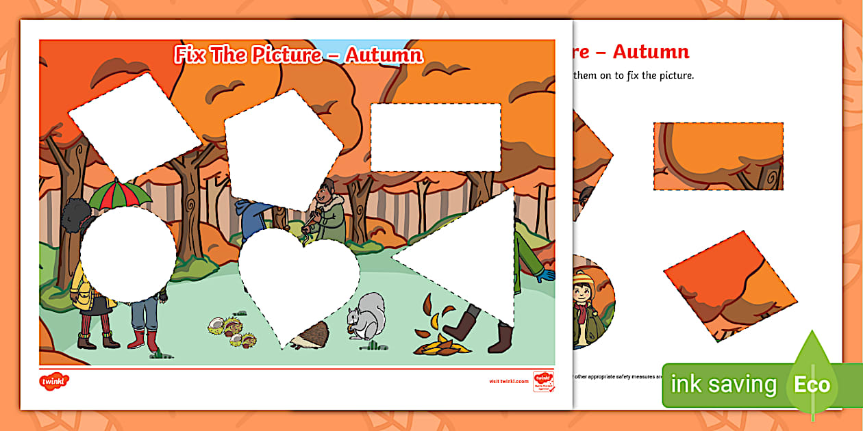 Autumn Fix the Picture Puzzle | Scissors Skills | Fine Motor