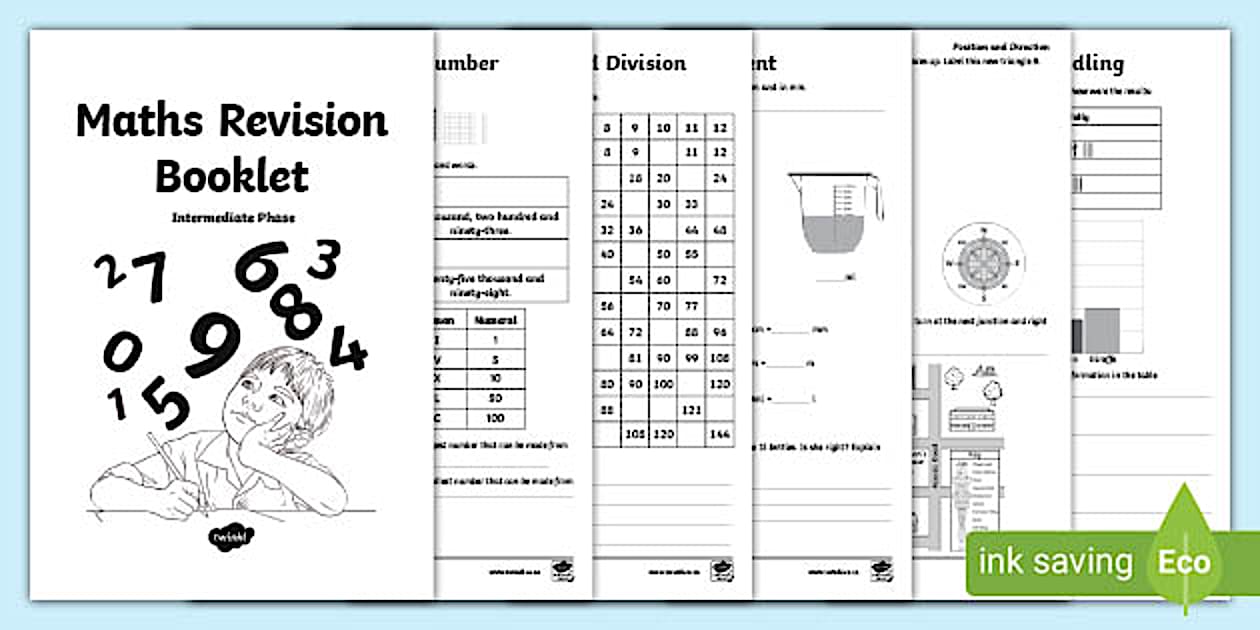 Editable Maths Revision Booklet Intermediate Phase - Twinkl