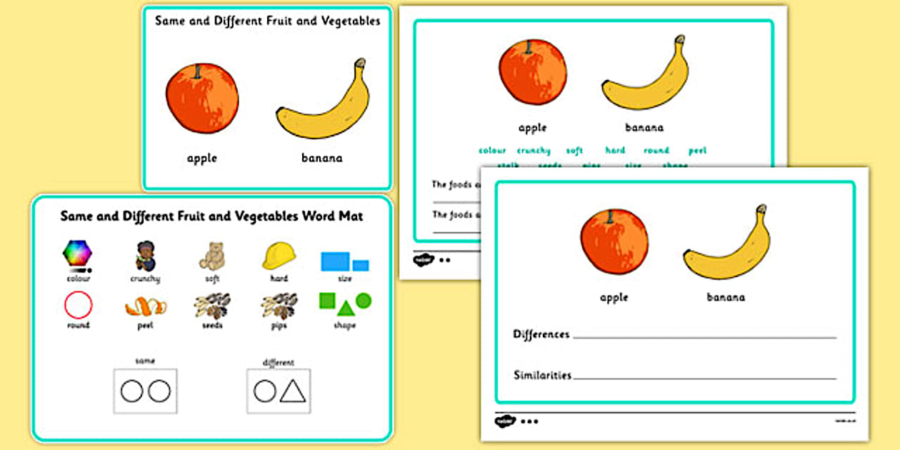 Same and Different Fruit and Vegetables - Twinkl