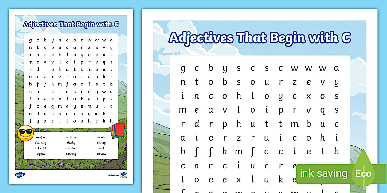 Adjectives That Begin with C Word Search - Twinkl