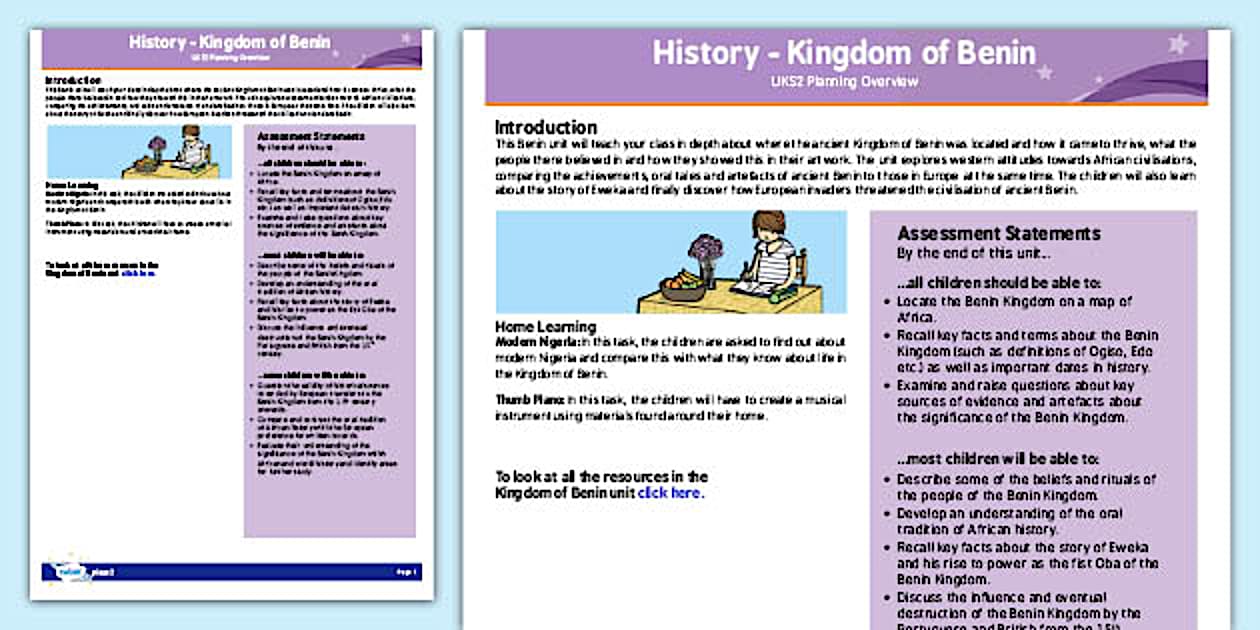History: Kingdom of Benin UKS2 Planning Overview - Twinkl
