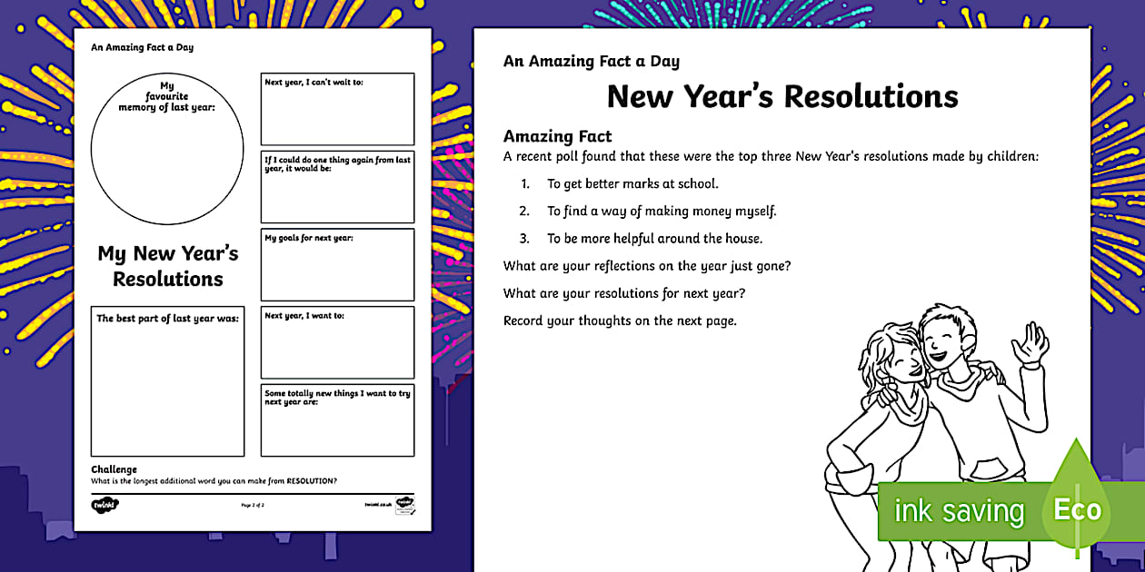New Year's Resolutions Worksheet / Worksheet - ESL New Years Resolution