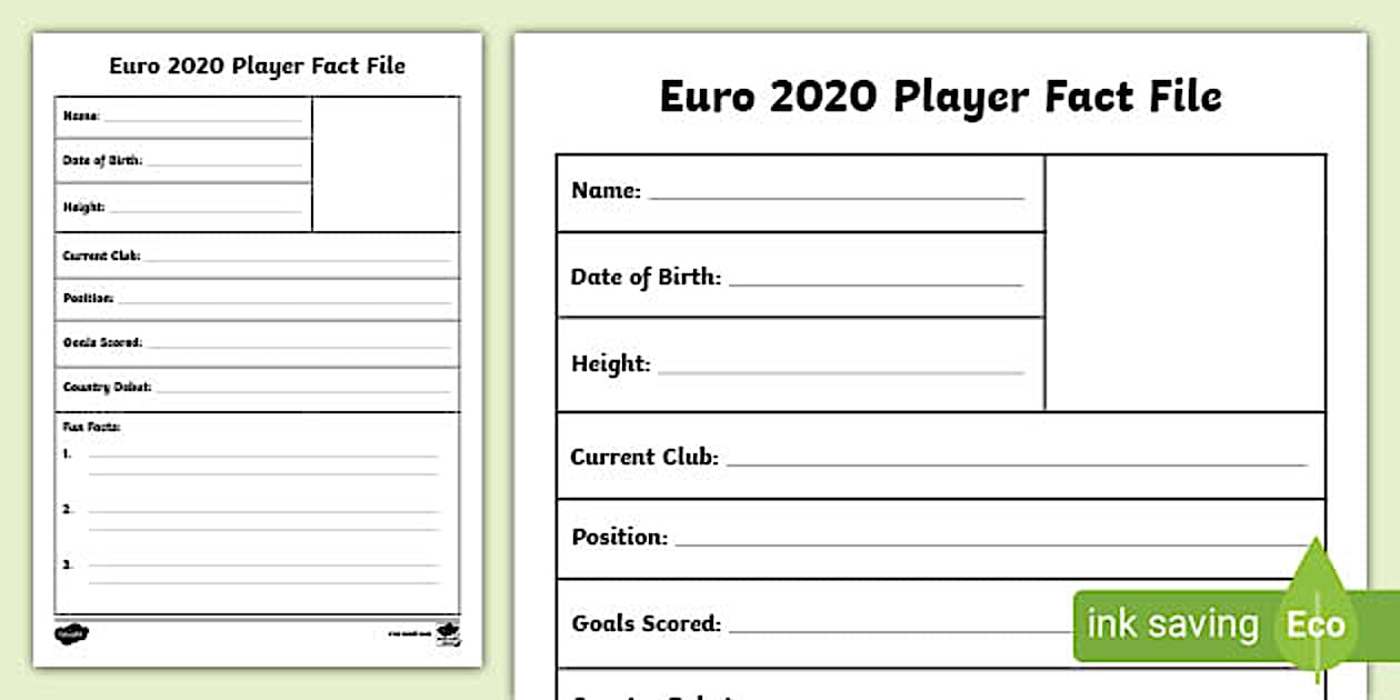 Editable Euro 2020 (Summer 2021) Player Fact File - Twinkl
