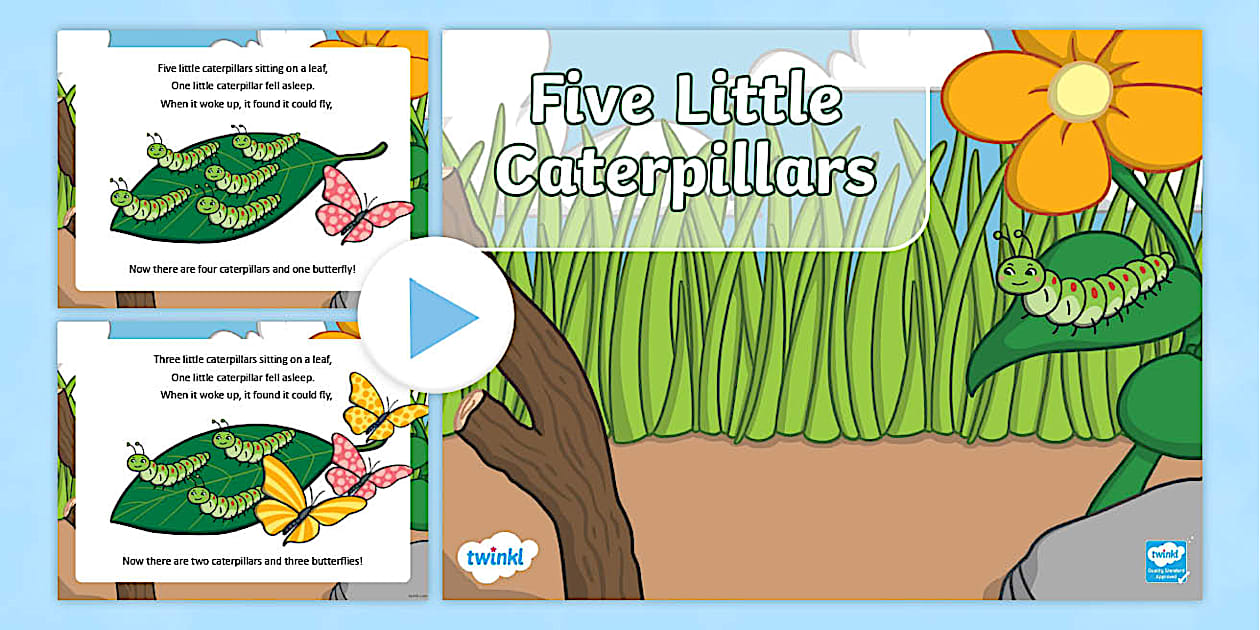 Five Little Caterpillars Minibeast Counting PowerPoint