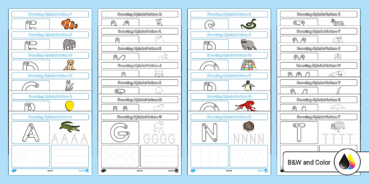 Prekindergarten Prewriting Alphabet Activities Worksheet Pack