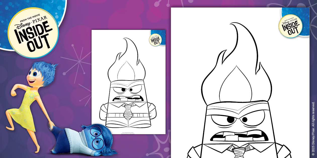 Inside Out: Anger Colouring Page (teacher made) - Twinkl