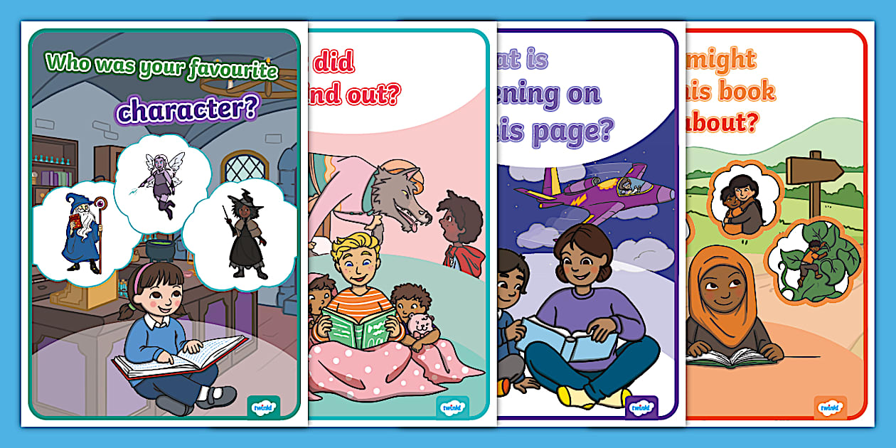 Book Corner EYFS Reading Prompts Display Posters - Twinkl