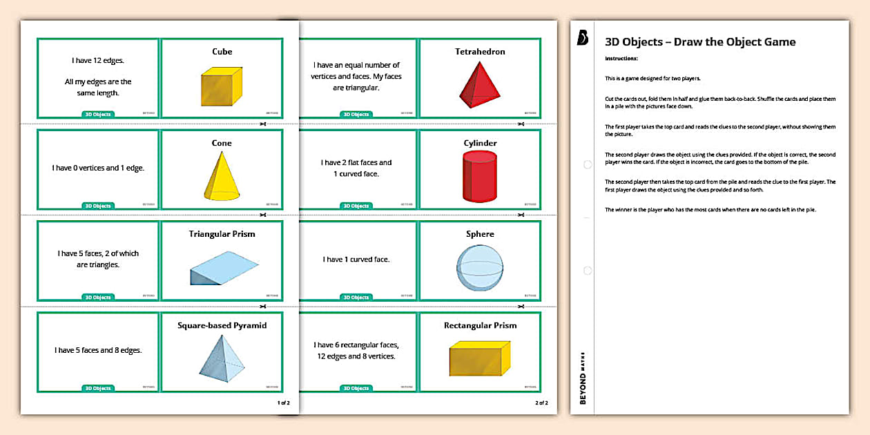 3D Objects Draw the Object Game (teacher made) - Twinkl