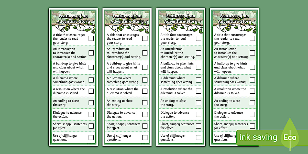 Features of an Adventure Story Checklist - Twinkl - KS2