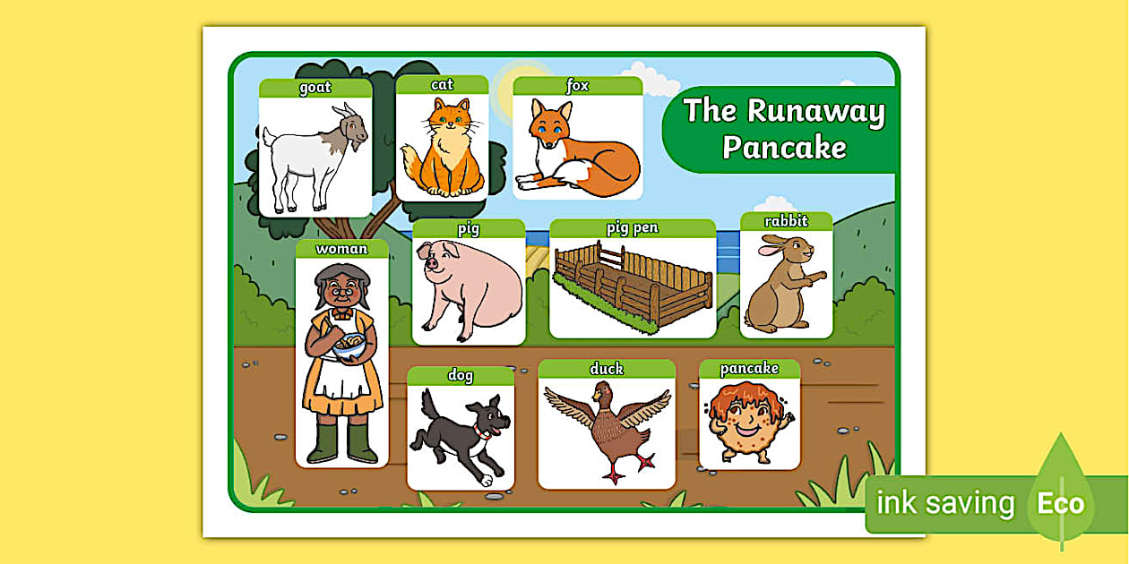 Black and White The Runaway Pancake Story Word Mat - Twinkl