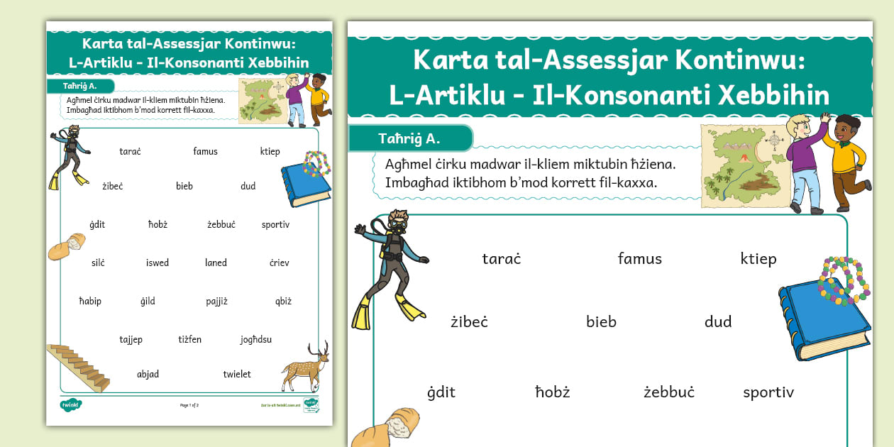 Karta tal-Assessjar: L-Artiklu - Il-Konsonanti Xebbihin