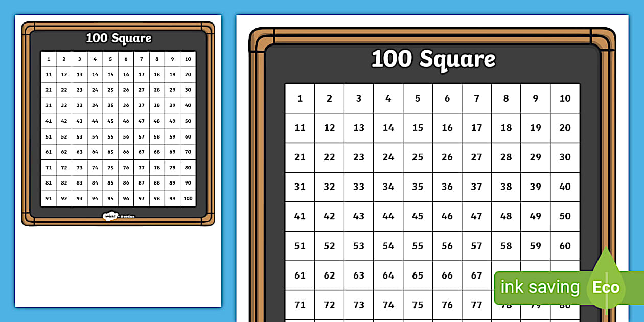 Chalkboard Themed Hundred Square Display Poster - - Twinkl