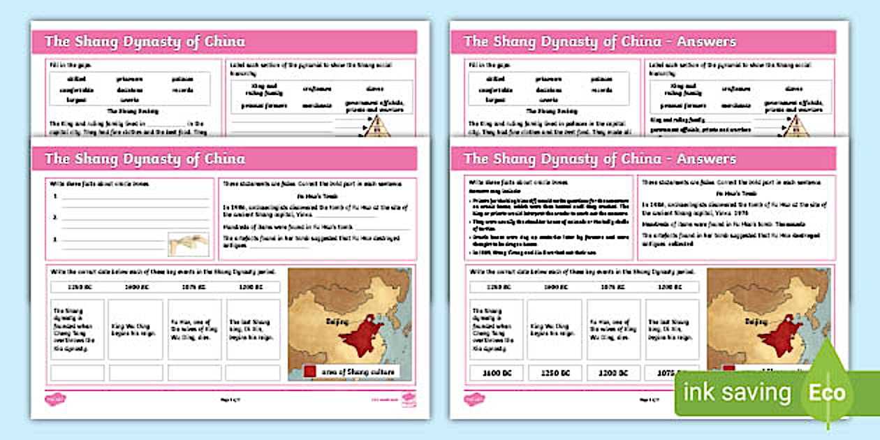 KS2 Revision Activity Mat: The Shang Dinasty of China