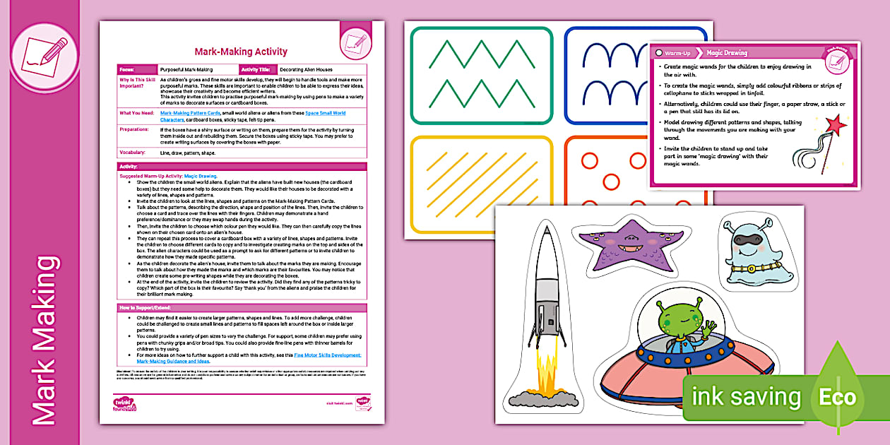 Fine Motor Skills Mark-Making Activity Decorate Alien Houses