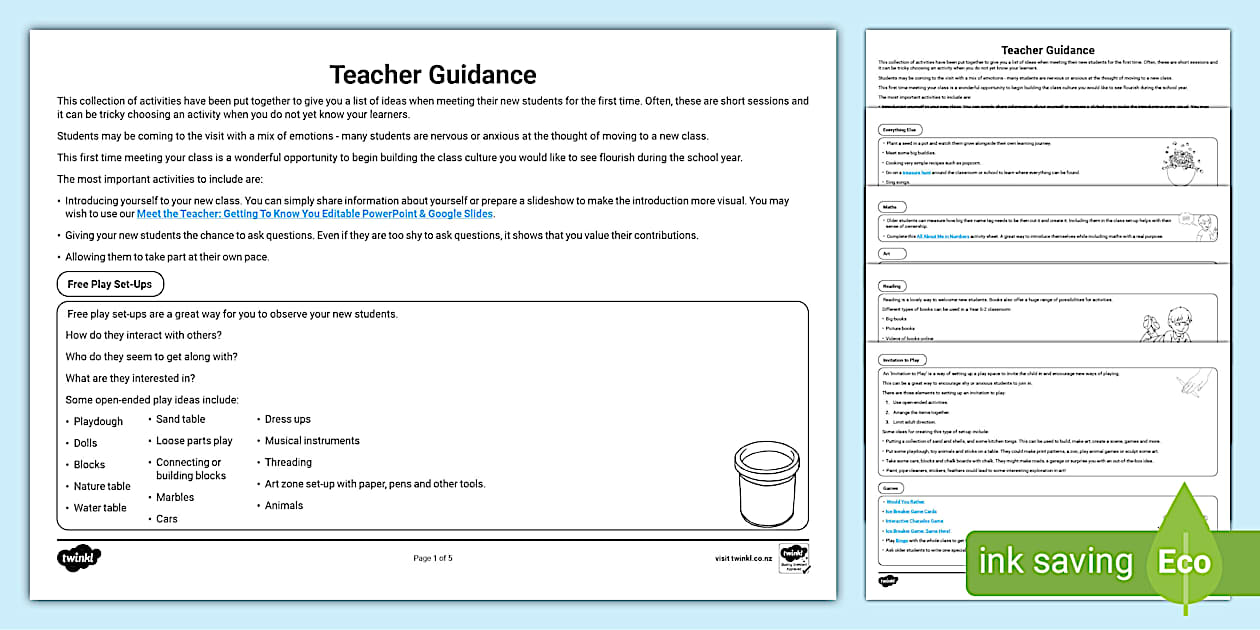 Ideas for Meet the Teacher Sessions (Year 0-2)