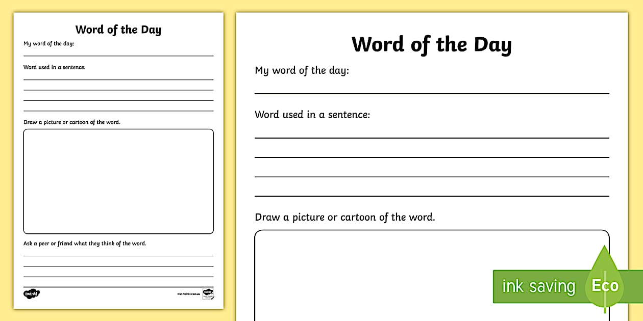 TAS Word of the Day Activity (teacher made) - Twinkl