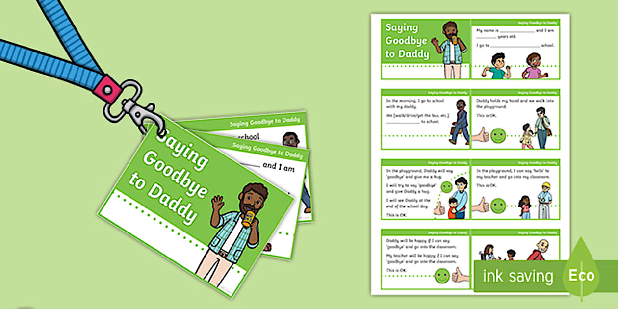 Editable Lanyard-Sized Saying Goodbye to Daddy Cards