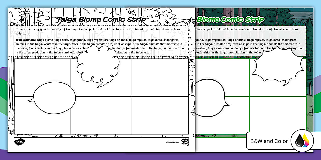 Taiga Biome Comic Strip Worksheet for 6th-8th Grade - Twinkl