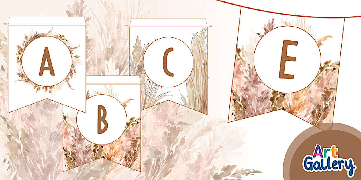 Boho Neutral Uppercase A-Z Display Bunting (Teacher-Made)