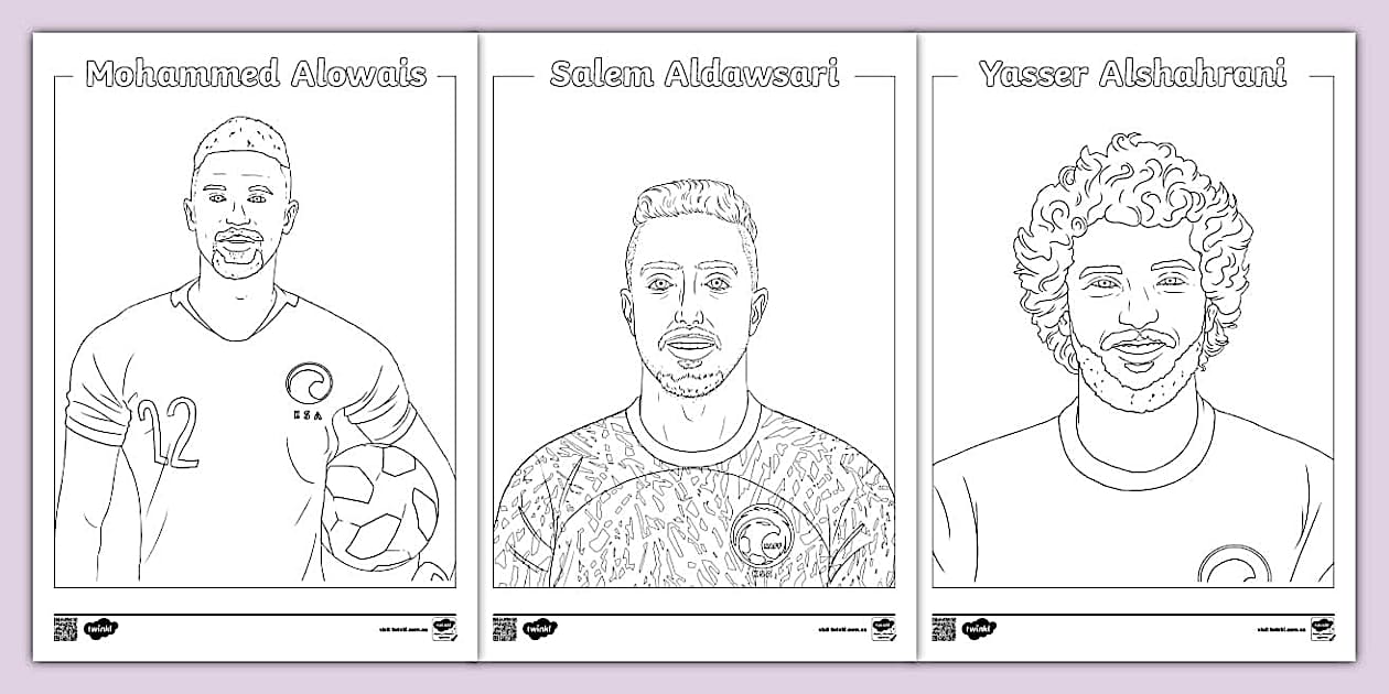 Saudi Football Players Coloring Sheets (teacher made)
