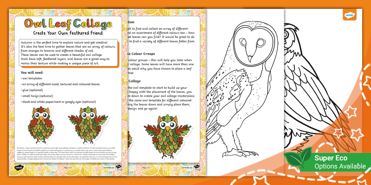 Owl Leaf Collage – Create Your Own Feathered Friend