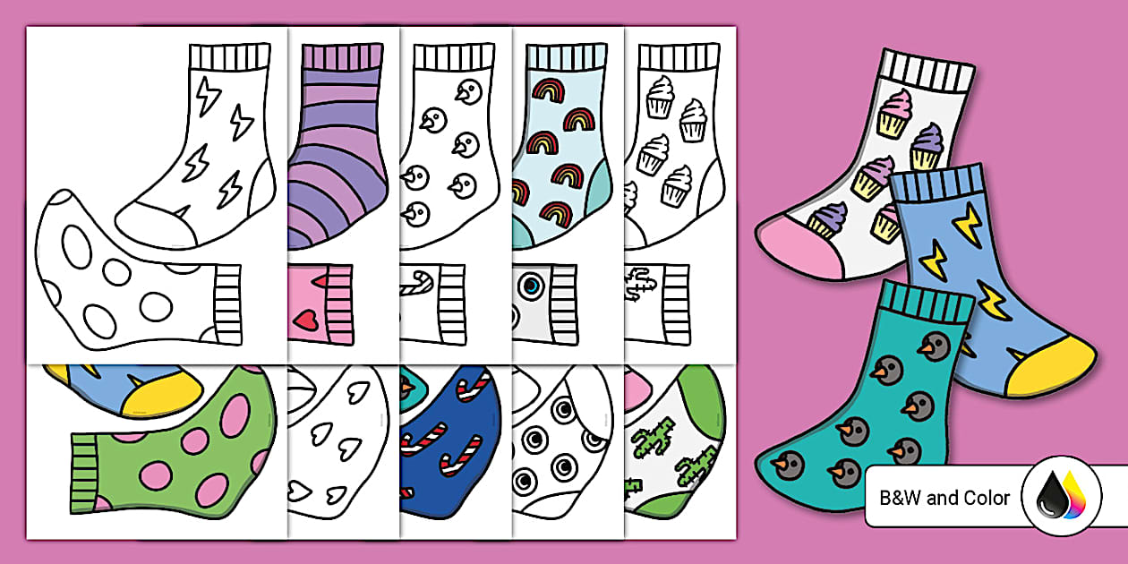 Silly Socks Pattern Matching Worksheet (professor feito)
