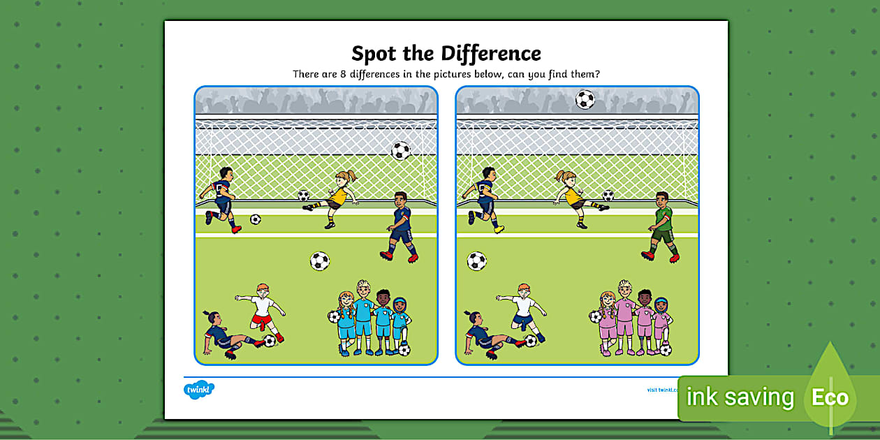 Football Themed Spot the Difference (teacher made) - Twinkl