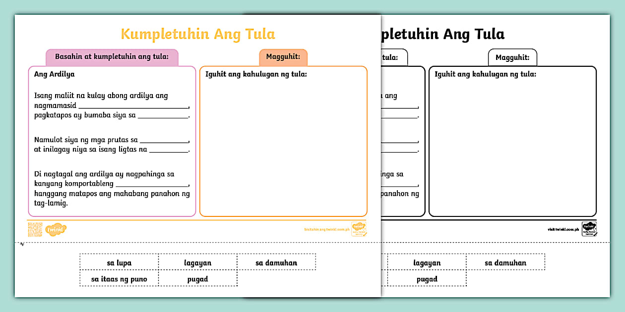 Kumpletuhin Ang Tula | Grade 1 | Twinkl