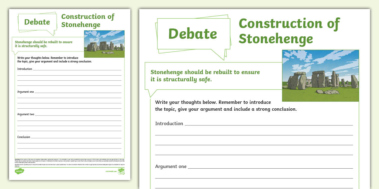 How Was Stonehenge Built? Debate Writing Frame - Twinkl