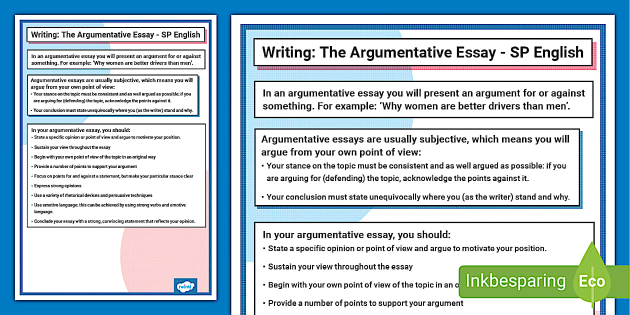 Writing: The Argumentative Essay (Teacher-Made) - Twinkl