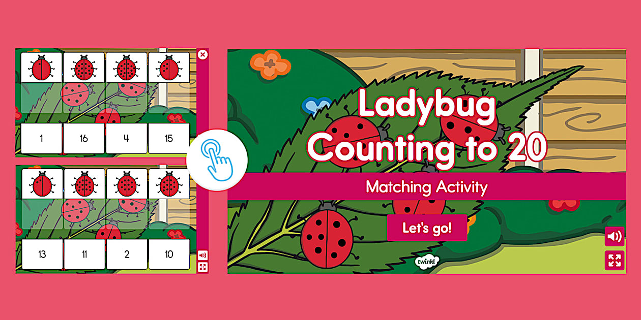 Kindergarten Ladybug Counting to 20 Interactive Matching Game