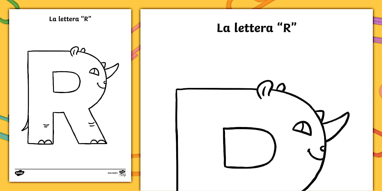 Poster della lettera R da colorare (Teacher-Made) - Twinkl