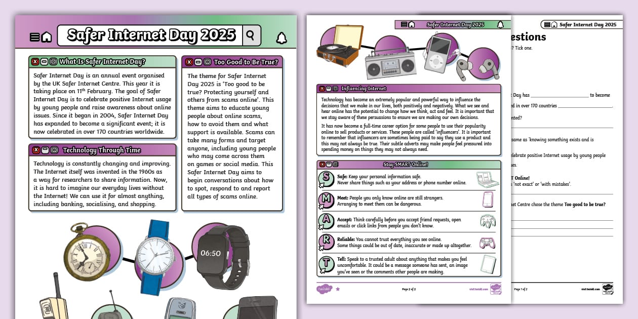 UKS2 Safer Internet Day Differentiated Reading Comprehension