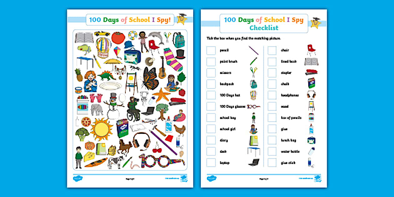100 Days of School I Spy (l'enseignant a fait) - Twinkl