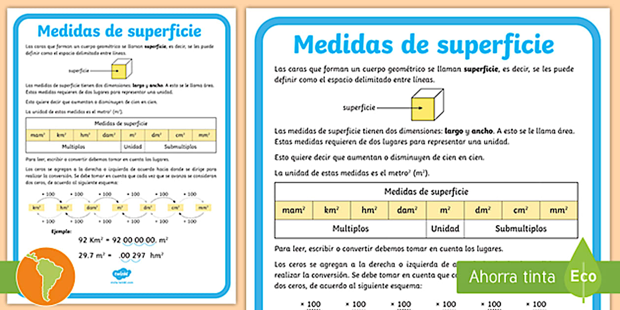Ficha de información: medidas de superficie- Guía de trabajo